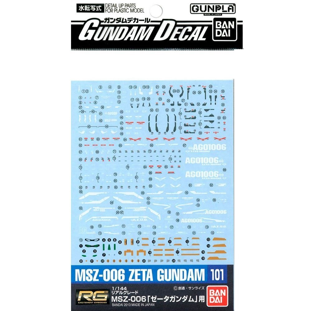 ID9 - Gundam Gunpla Decal RG 1/144 101 RG Zeta Gundam
